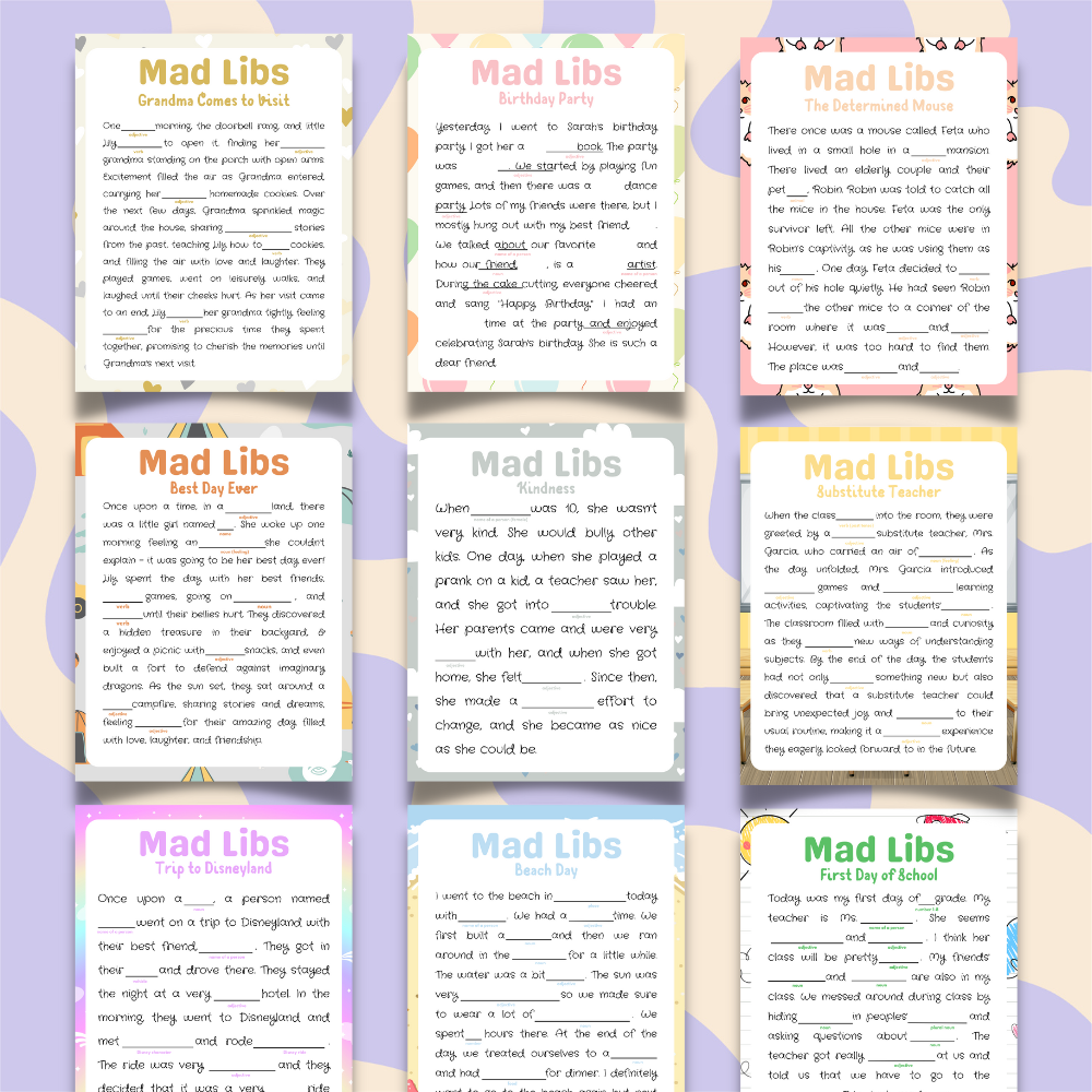 Printable Mad Libs for Kids – Let's Plan My Party